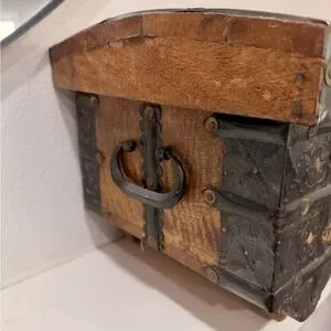 Pier 1 | Accents | Vintage Handcrafted Wooden Treasure Chest Trunk ...